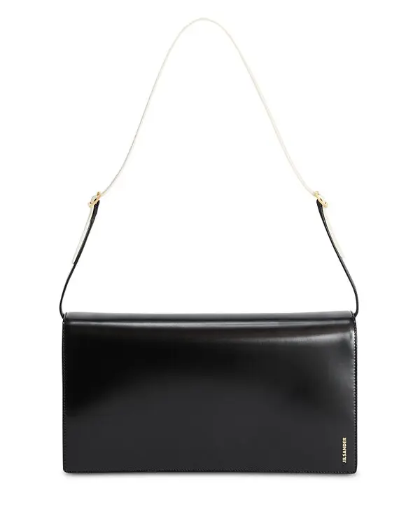JIL SANDER File Medium Leather Shoulder Bag - Black