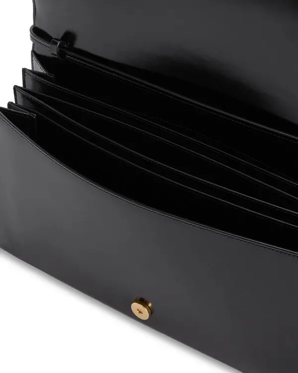 JIL SANDER File Medium Leather Shoulder Bag - Black