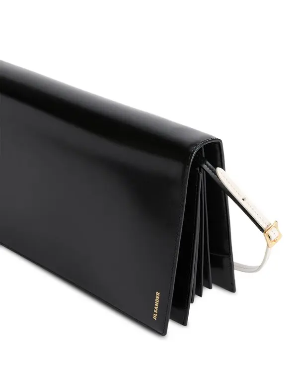 JIL SANDER File Medium Leather Shoulder Bag - Black