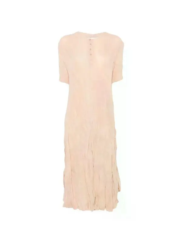 GONGDID DESIGN Crinkled Finish Short-sleeve Midi Dress - Orange