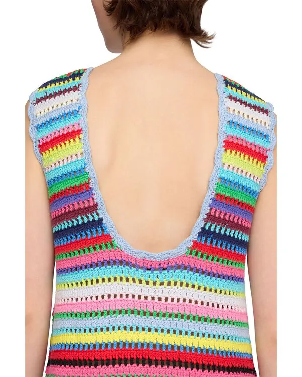 GANNI Striped Crochet Dress