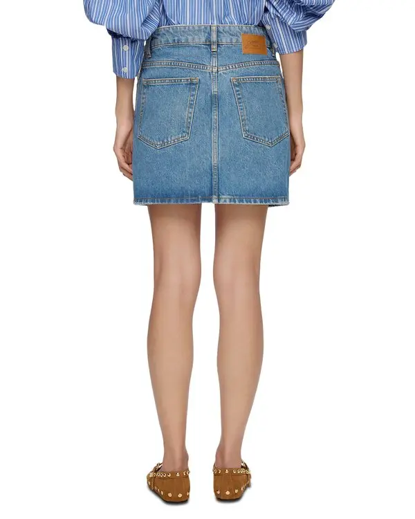 GANNI Denim Lace Trim Skirt