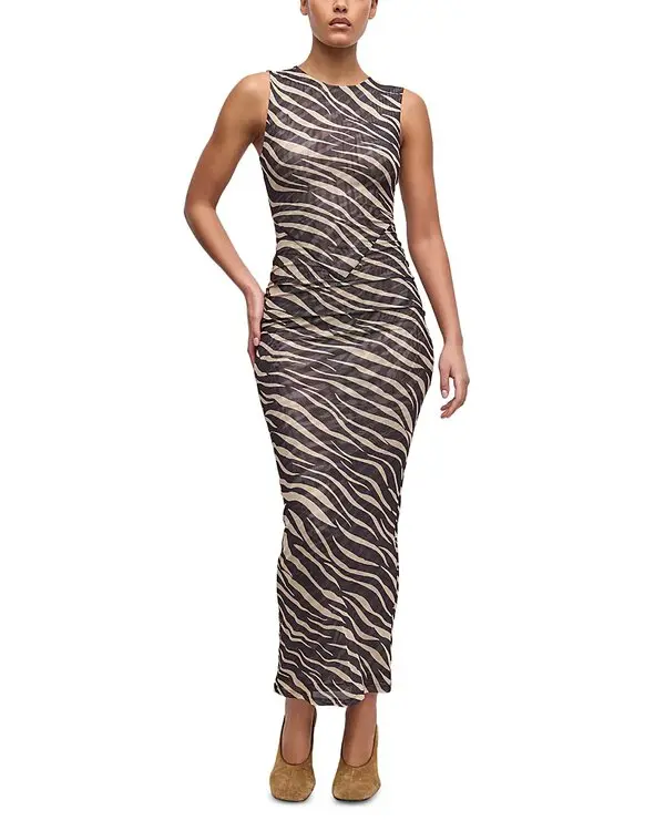 Ronny Kobo Sleeveless Plaid Maxi Dress - Zebra