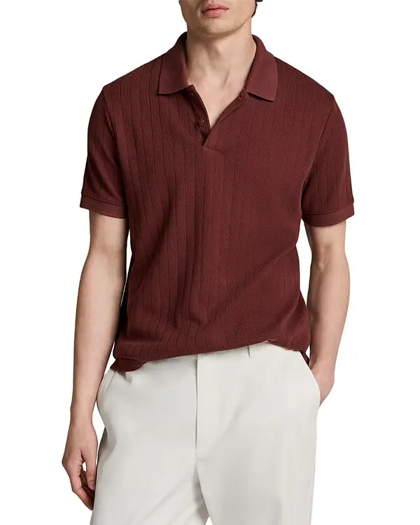 Vince Drop Needle Stripe Short Sleeve Polo - Deep Satin