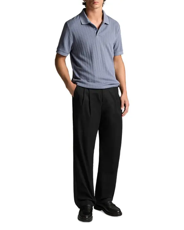 Vince Drop Needle Stripe Short Sleeve Polo - Hawk Blue