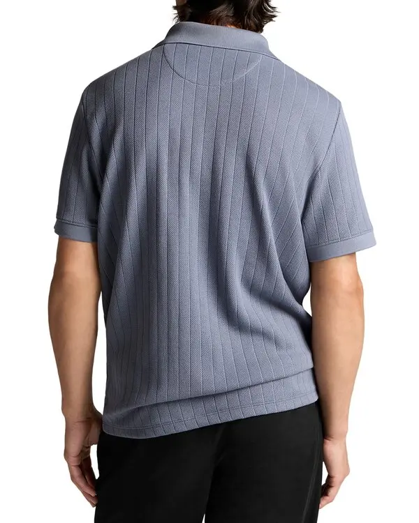Vince Drop Needle Stripe Short Sleeve Polo - Hawk Blue
