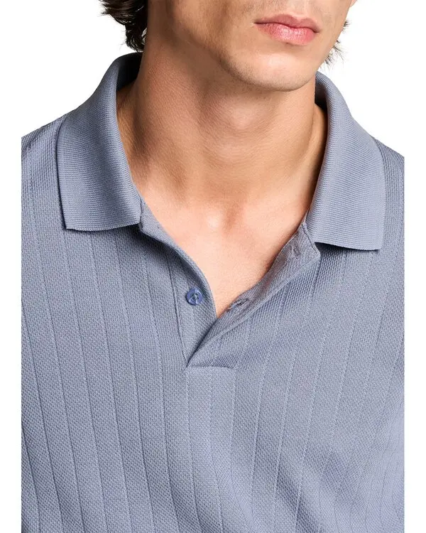 Vince Drop Needle Stripe Short Sleeve Polo - Hawk Blue