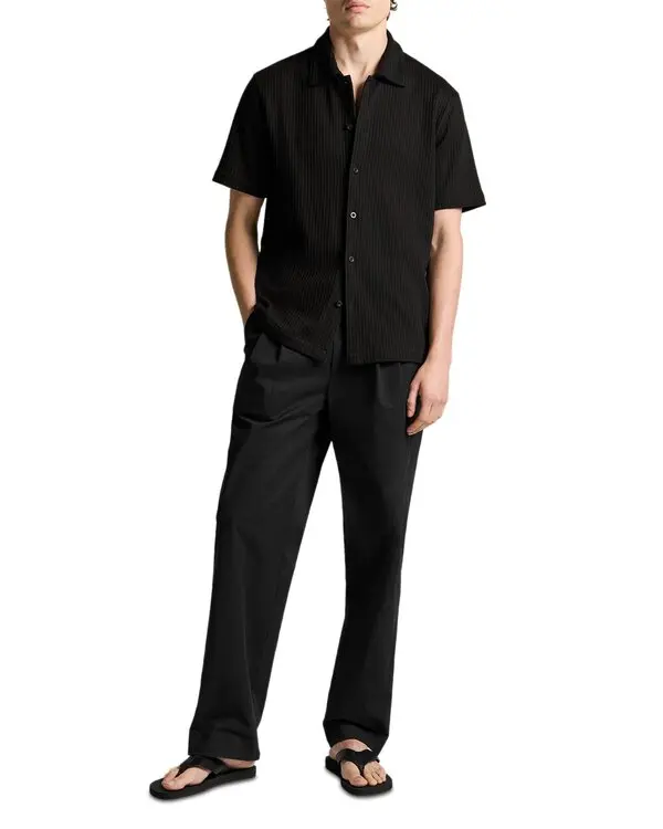 Vince Pointelle Short Sleeve Button Down Shirt - Black