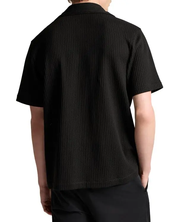 Vince Pointelle Short Sleeve Button Down Shirt - Black
