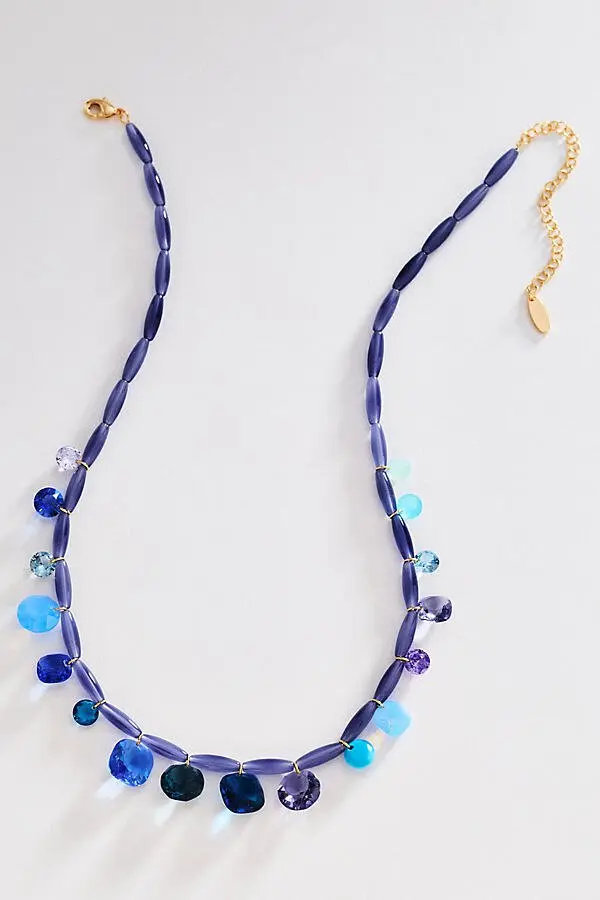 Anthropologie Multi-stone Beaded Necklace - Blue