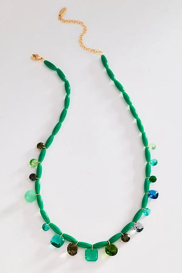 Anthropologie Multi-stone Beaded Necklace - Green