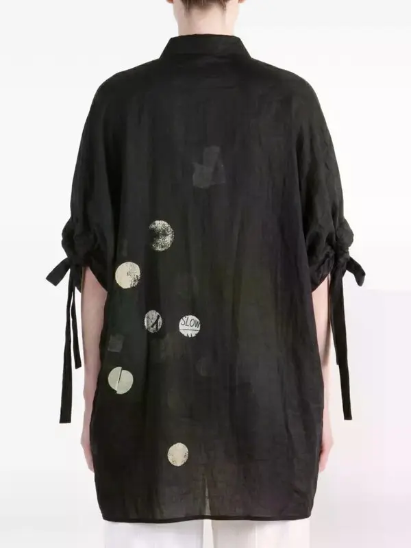 Y’s Graphic Print Tie-sleeve Shirt