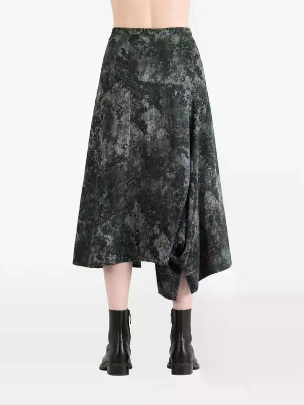 Y’s Abstract Print Asymmetric Hem Trousers