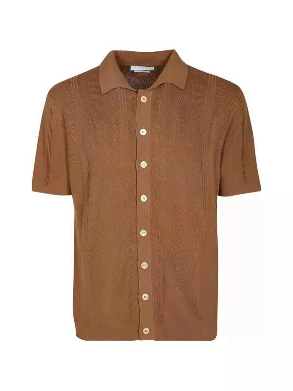 DANIELE FIESOLI Ribbed-knit Short-sleeve Shirt - Brown