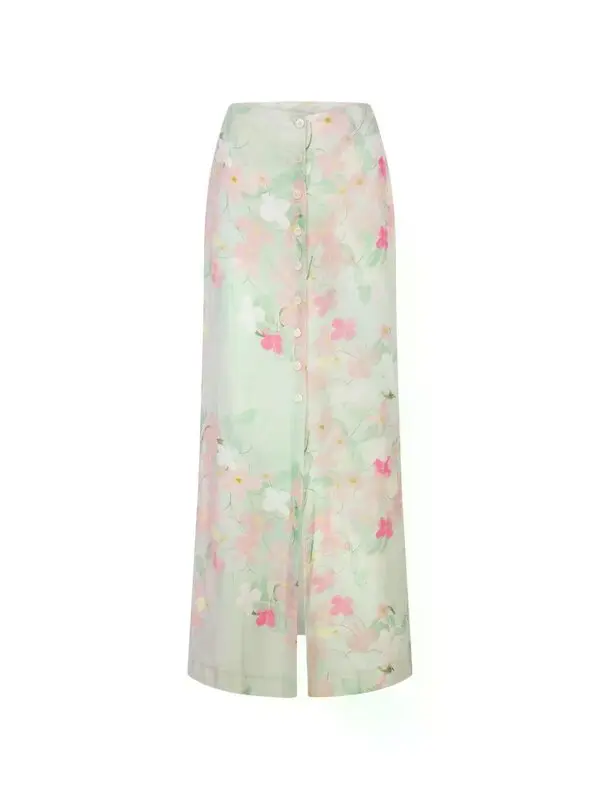 Bernadette Carmen Floral Print Maxi Skirt - Green