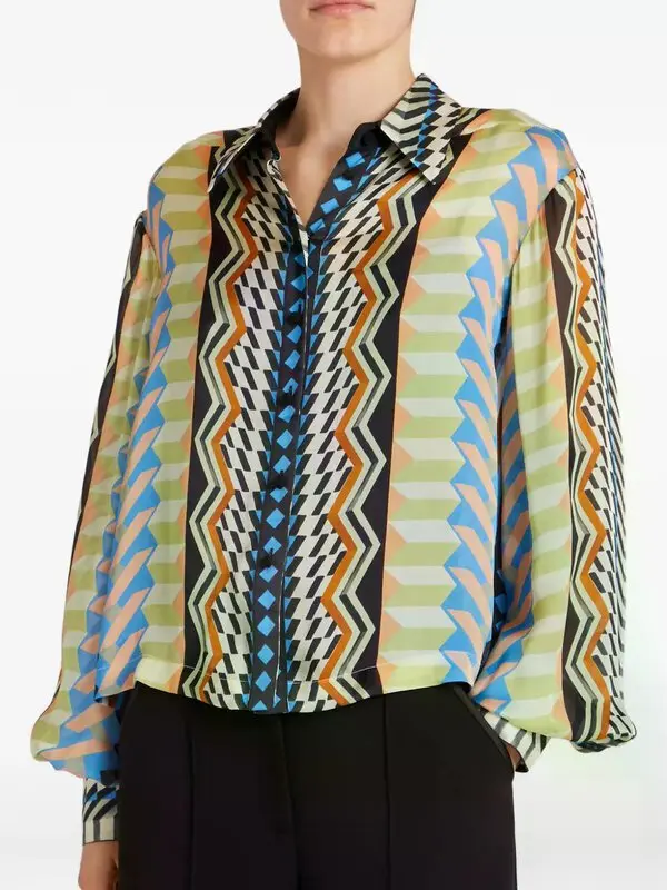 TEMPERLEY LONDON Silk Geometric Print Shirt