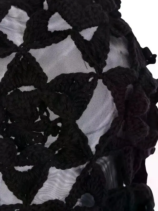 PAULINE DUJANCOURT Crochet-knit Lace-up Top