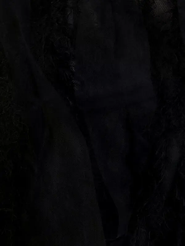 PAULINE DUJANCOURT Tulle Panel Frayed Lace-up Jacket