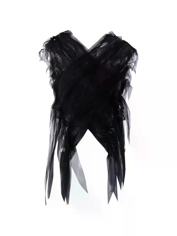 PAULINE DUJANCOURT Lace-panelled Ruffled Sleeveless Top