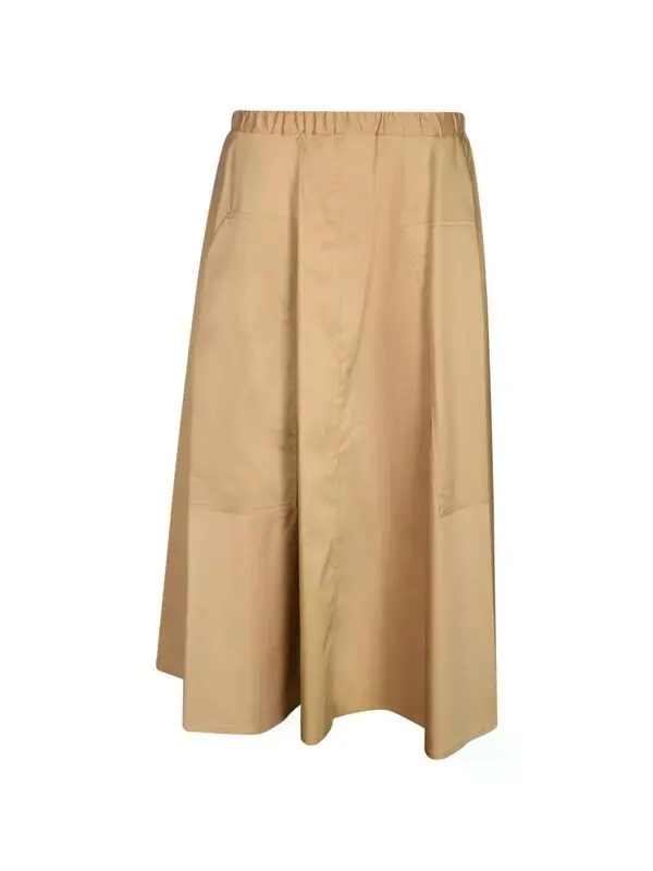 BLANCA VITA Elasticated Waistband Long Skirt - Brown