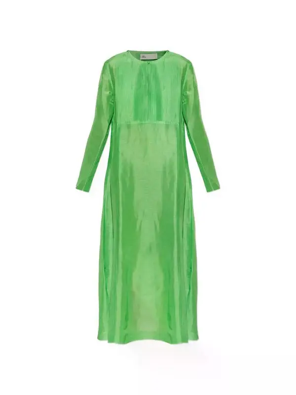 Tory Burch Pleated-bib Long-sleeve Maxi Dress - Green