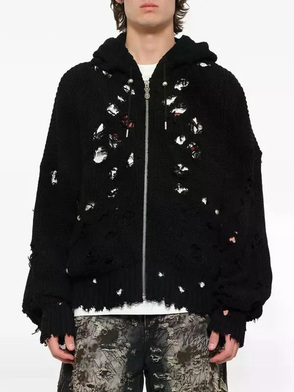 THUG CLUB Distressed Knit Hoodie