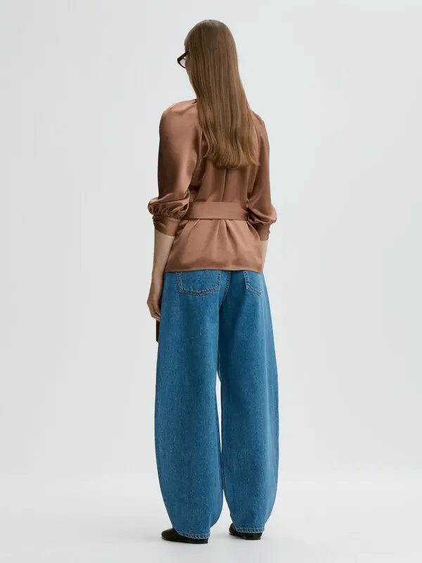 BY MALENE BIRGER Pacey Satin Blouse - Latte Brown