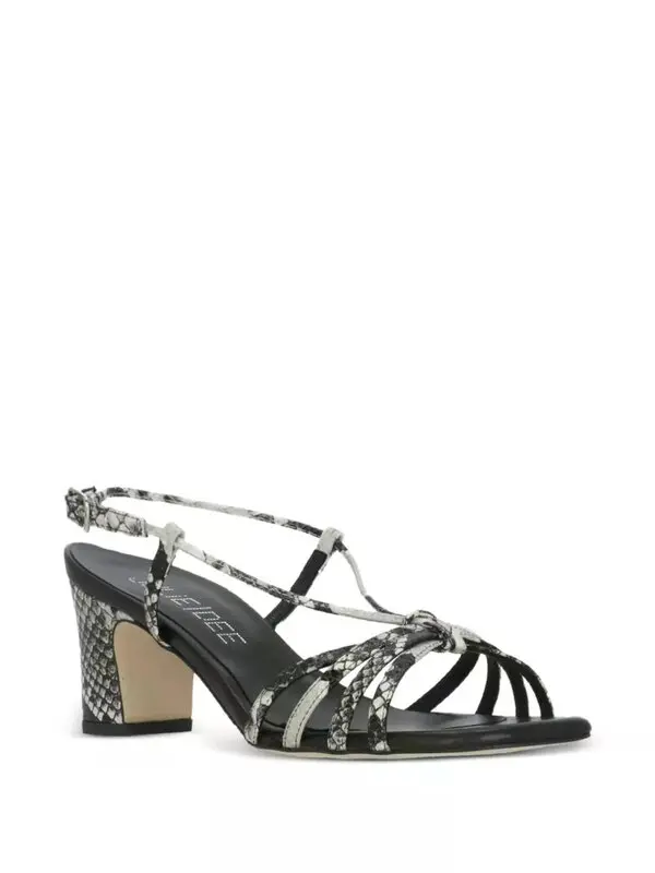 JULIE DEE Snakeskin-effect Strappy Sandals - Black