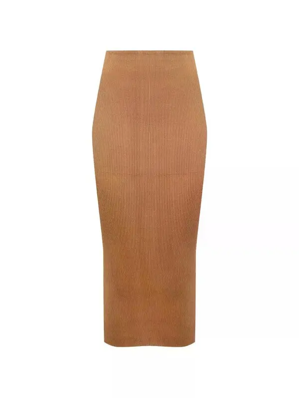 Alberta Ferretti Ribbed Knit Pencil Skirt - Neutrals
