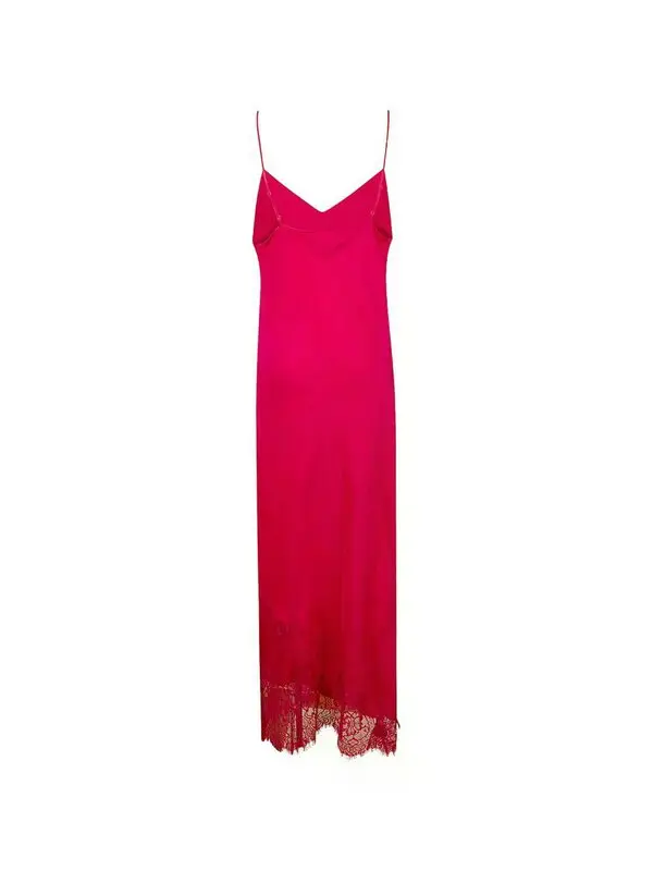 Gold Hawk Asymmetrical Silk Dress With Lace Trim