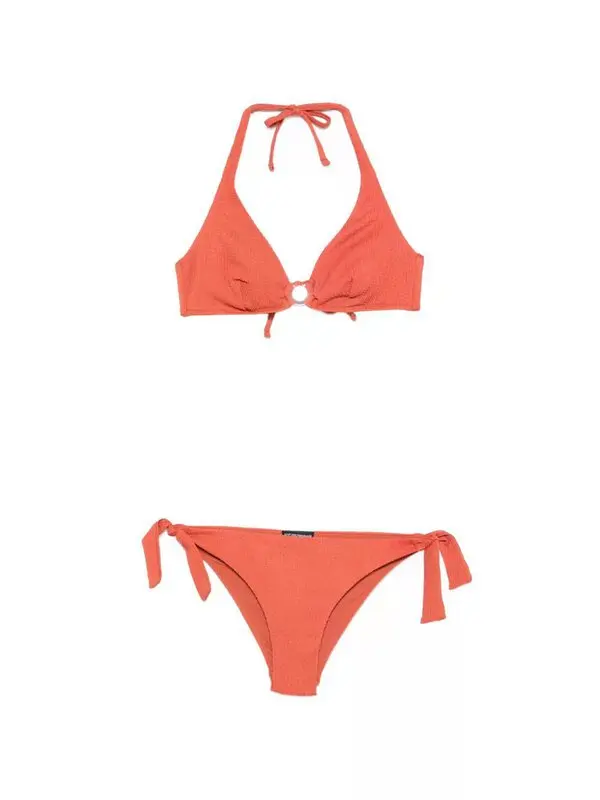 Emporio Armani Crinkled Halterneck Bikini - Brown