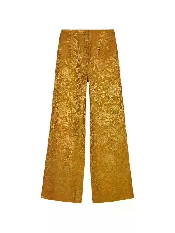 Veronica Beard Ronin Floral-jacquard Wide-leg Trousers - Gold