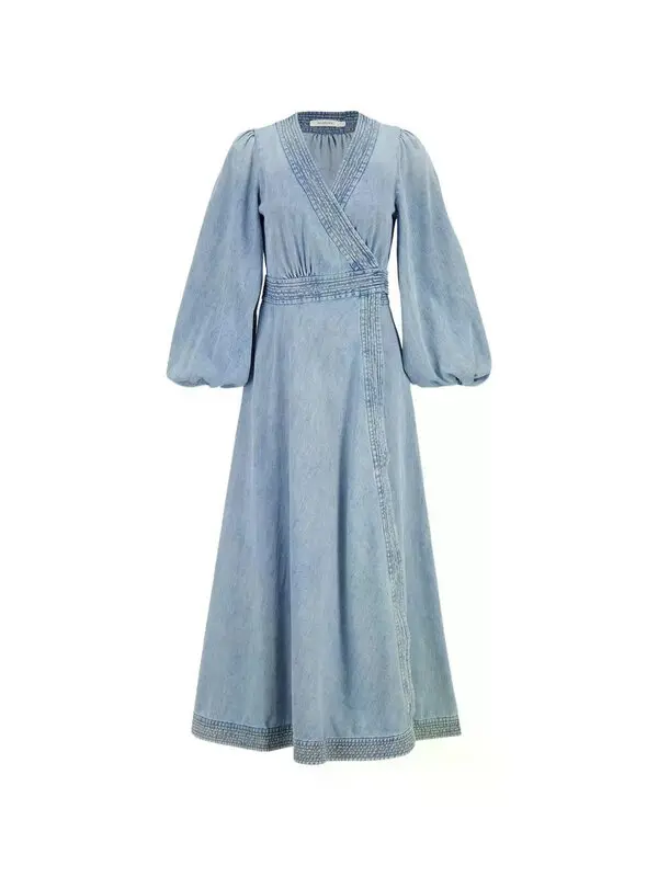 Zimmermann Indra Wrap Midi Dress - Blue