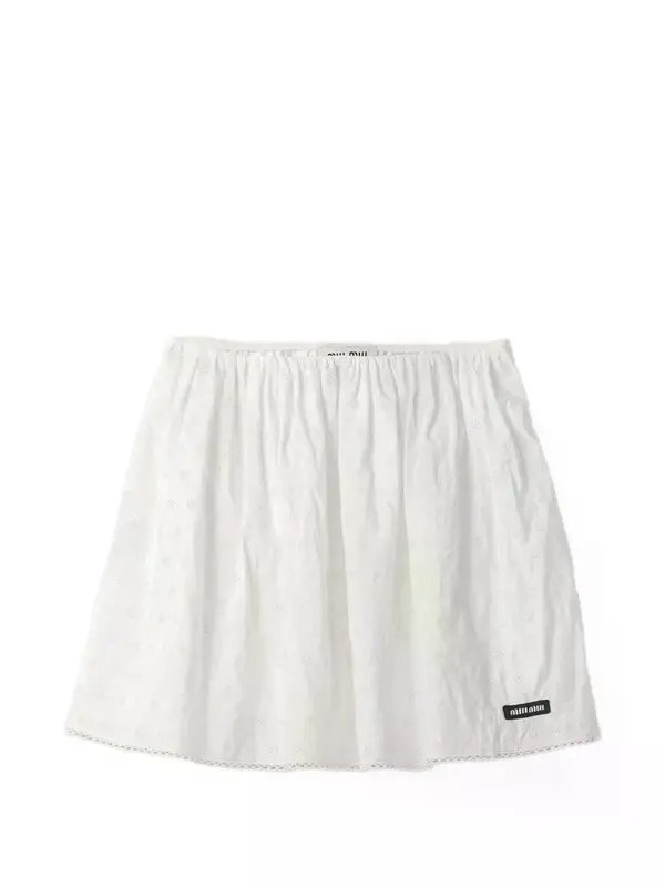 Miu Miu Slubbed Eyelet Poplin Midi Skirt