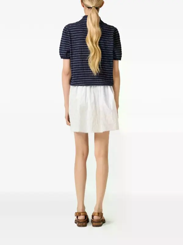 Miu Miu Slubbed Eyelet Poplin Midi Skirt