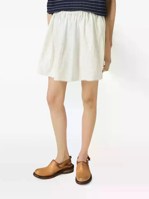 Miu Miu Slubbed Eyelet Poplin Midi Skirt