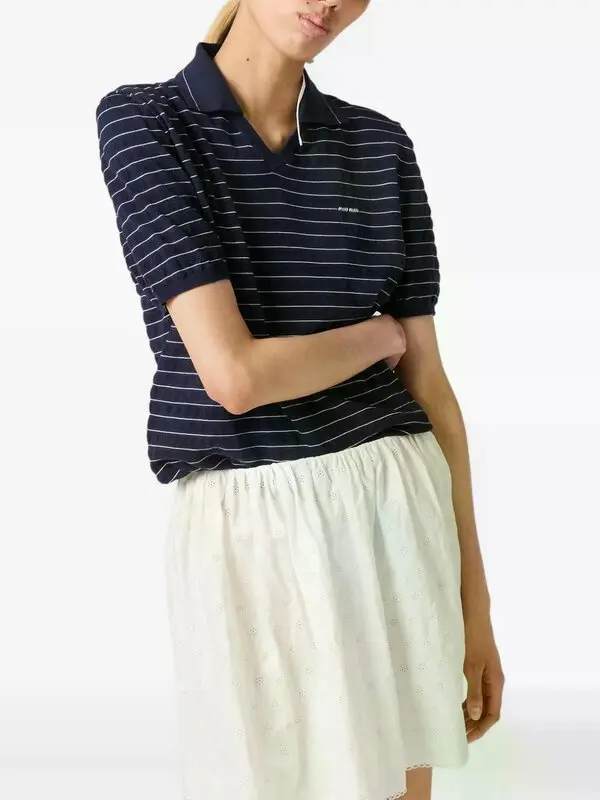 Miu Miu Slubbed Eyelet Poplin Midi Skirt