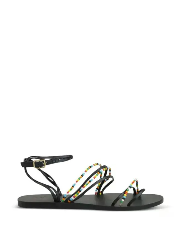 Manebí Bead-embellished Ankle-strap Flat Sandals