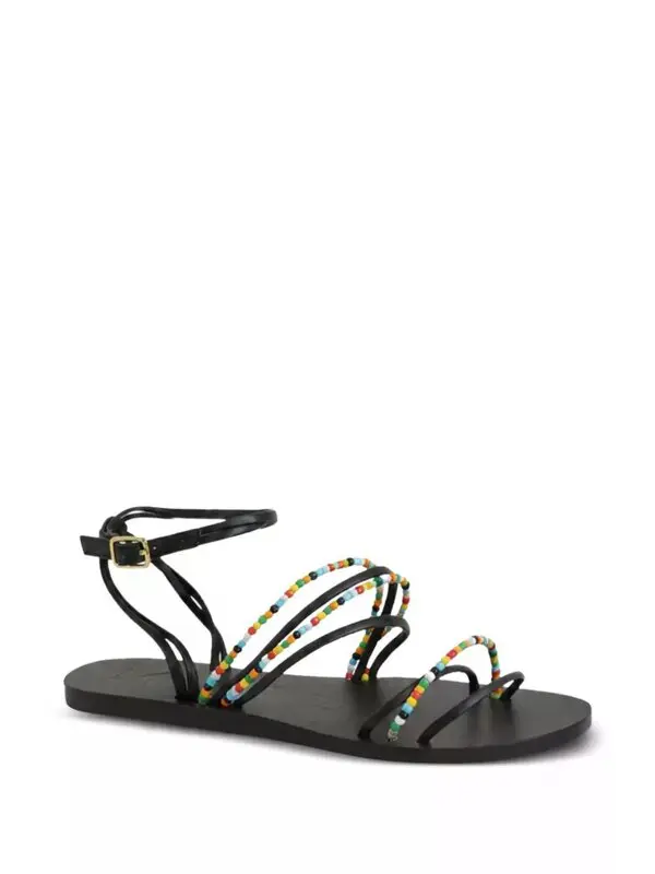 Manebí Bead-embellished Ankle-strap Flat Sandals