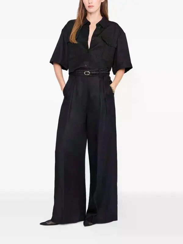 ANINE BING Edith Slub Texture Shirt - Black