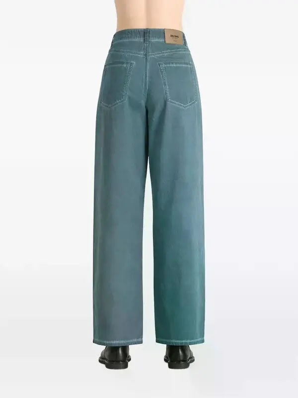 UMA WANG Straight-leg Logo-patch Trousers