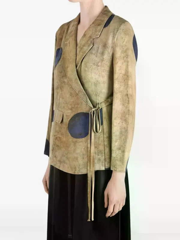 UMA WANG Polka Dot Wrap Jacket - Brown