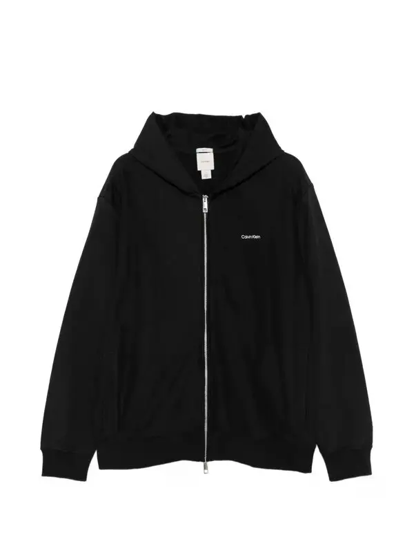 Calvin Klein Embroidered Logo Zip-up Hoodie - Black