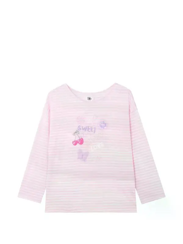 B+AB Striped Graphic Print Long-sleeve T-shirt