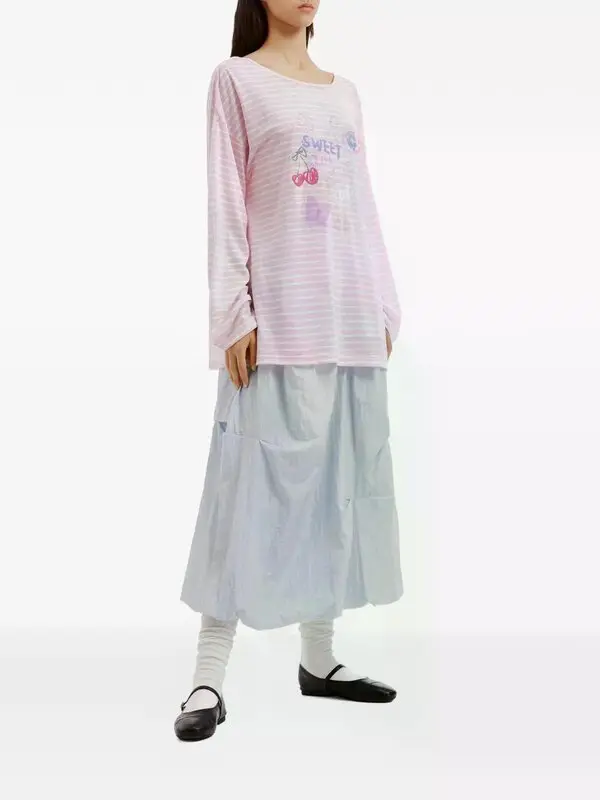 B+AB Striped Graphic Print Long-sleeve T-shirt