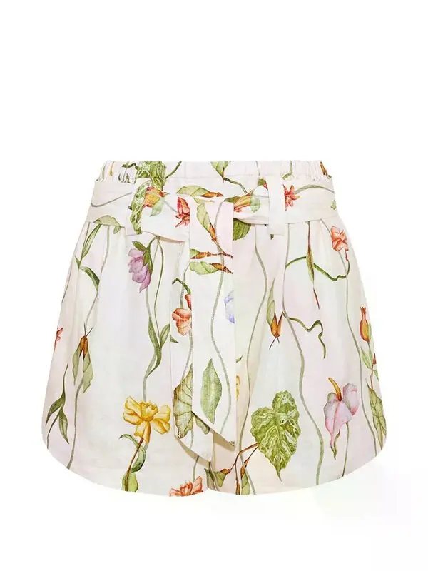 Cara Cara Bennie Floral-print Linen Shorts - White