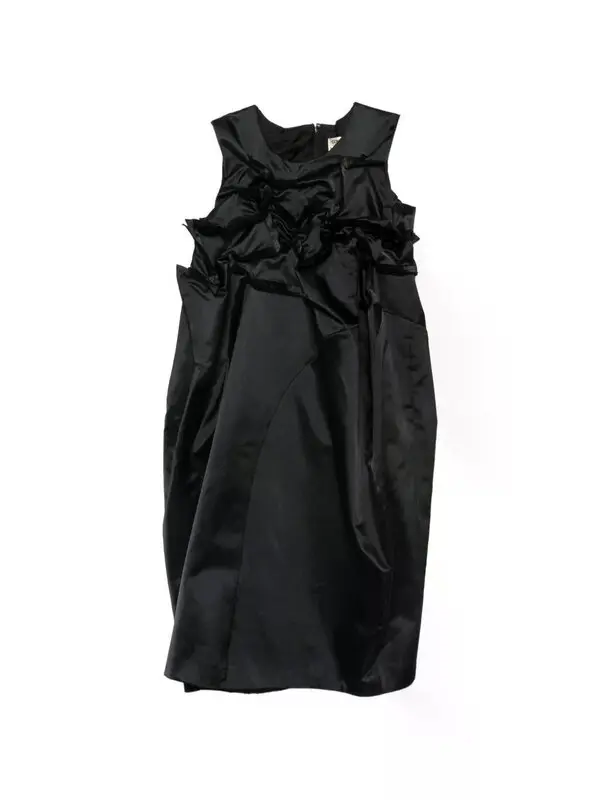 Comme Des Garçons Ruffled Satin Midi Dress - Black