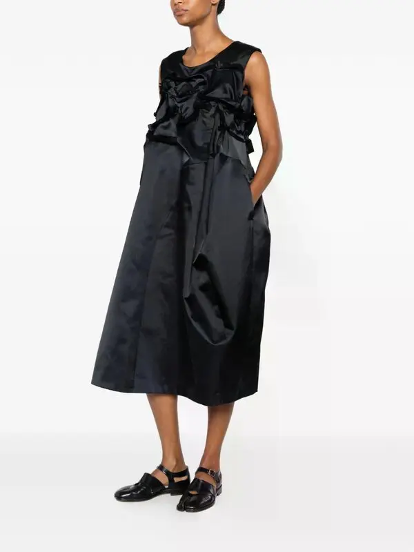 Comme Des Garçons Ruffled Satin Midi Dress