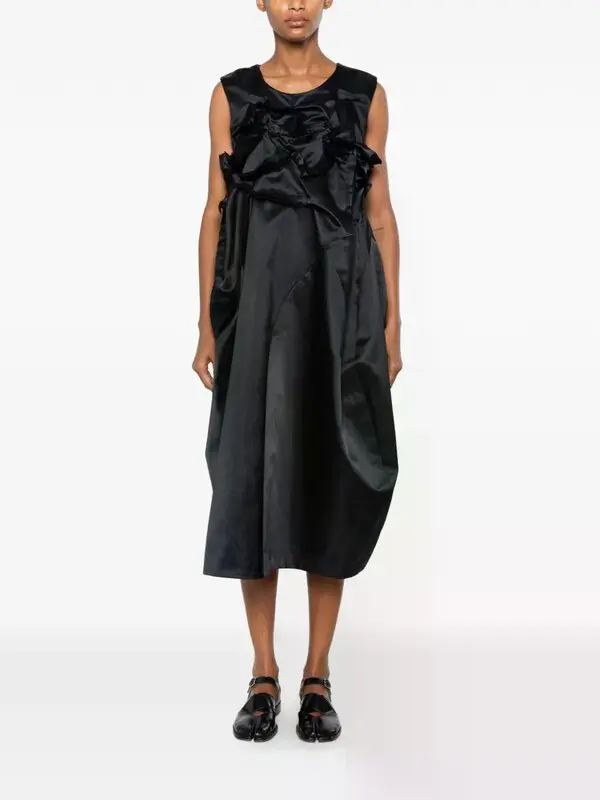 Comme Des Garçons Ruffled Satin Midi Dress