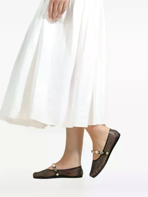 ANCIENT GREEK SANDALS Iro Shell-embellished Ballet Flats - Black